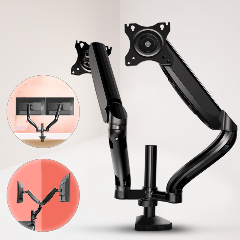 Dual Monitor Stand with Height Adjustable Spring-Loaded Mounts for 2 ...
