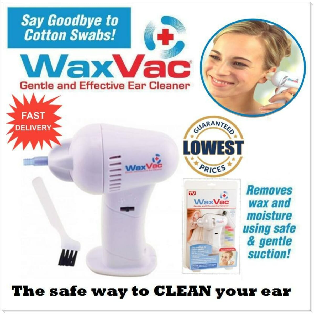 Portable Size Electric Ear Vacuum Cleaner Ear Wax Vac Removal Safety ...