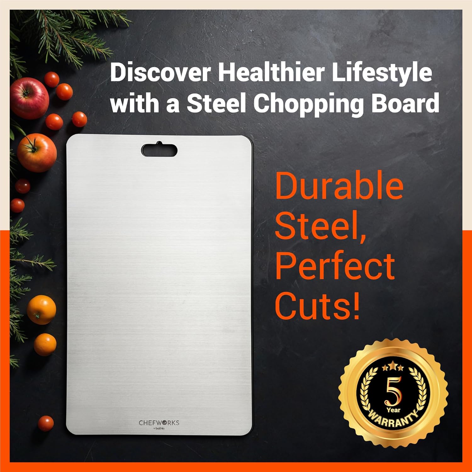 Sky Kitchenware Stainless Steel Heavy Kitchen Chopping Board 36X23CM ...