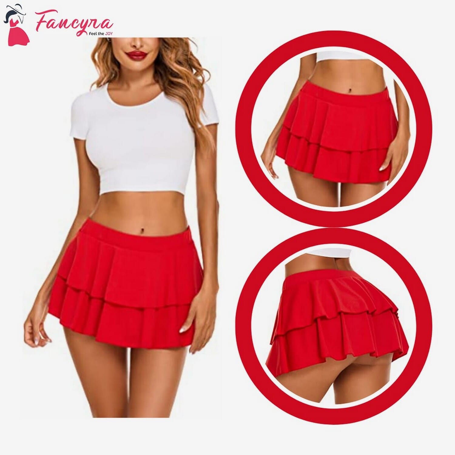 Combo Set Of Women Pleated Mini Skirt Solid Ruffle Lingerie Skirts And Lingerie Set Free Size