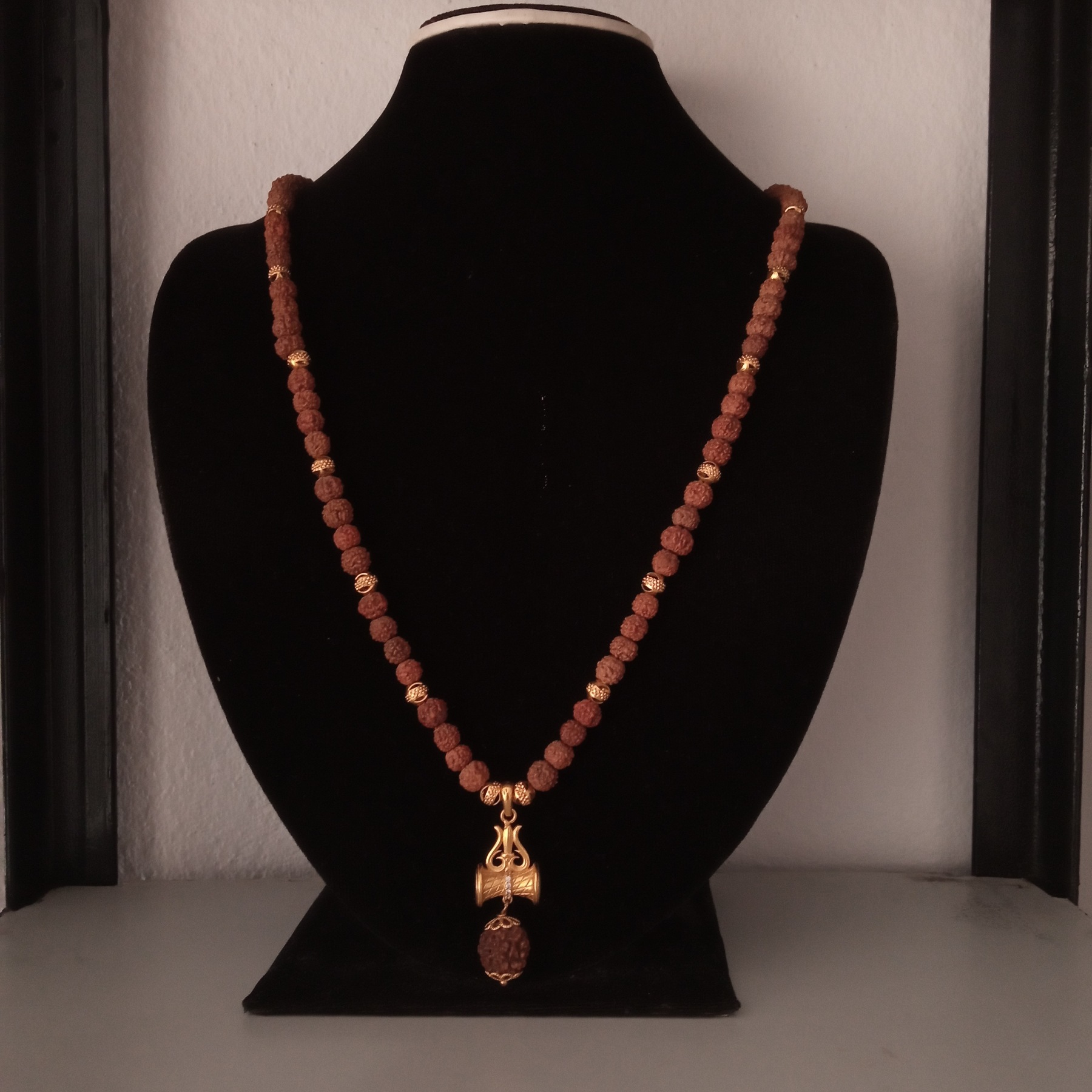 Abhushan Gallery Panchadhatu Gold Plated Damaru Locket With Rudraksh ...