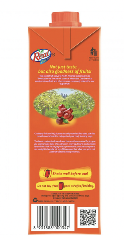 Real Fruit Power Cranberry 1 ltr | Daraz.com.np