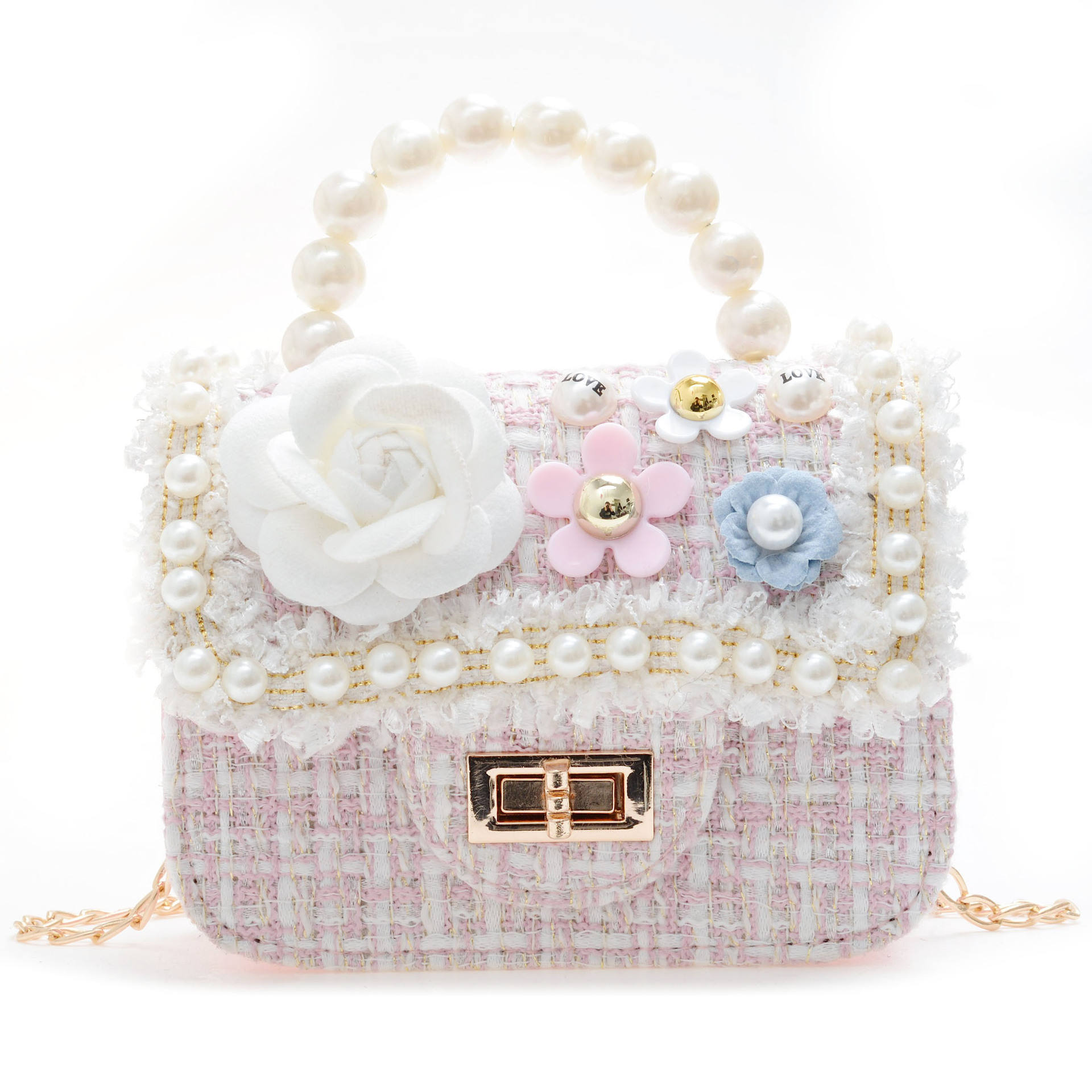Children Pearl Crossbody Bag Flower Cute Baby Little Girl Mini Shoulder ...