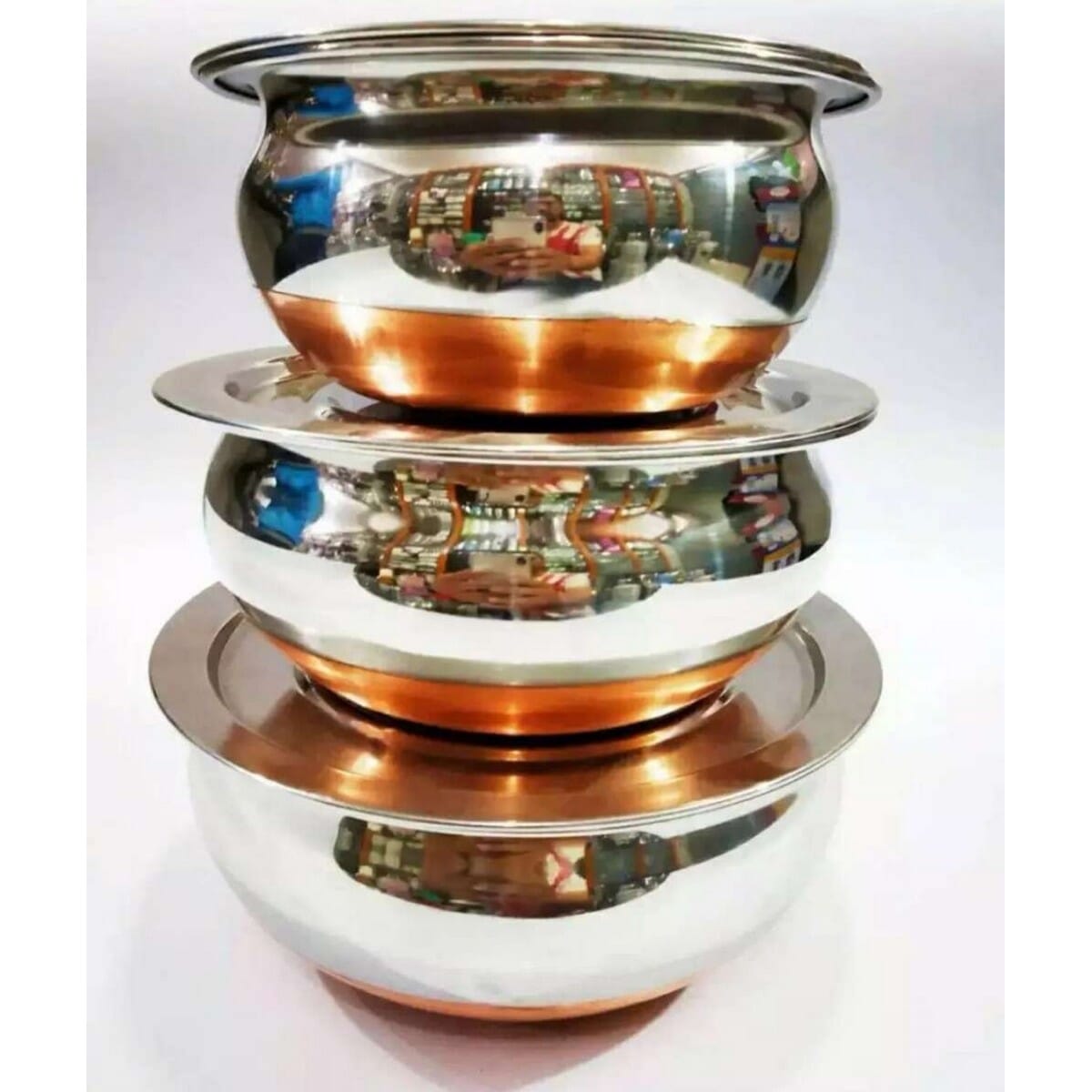 Nepali COPPER/STEEL 3pc Handi Set | Daraz.com.np