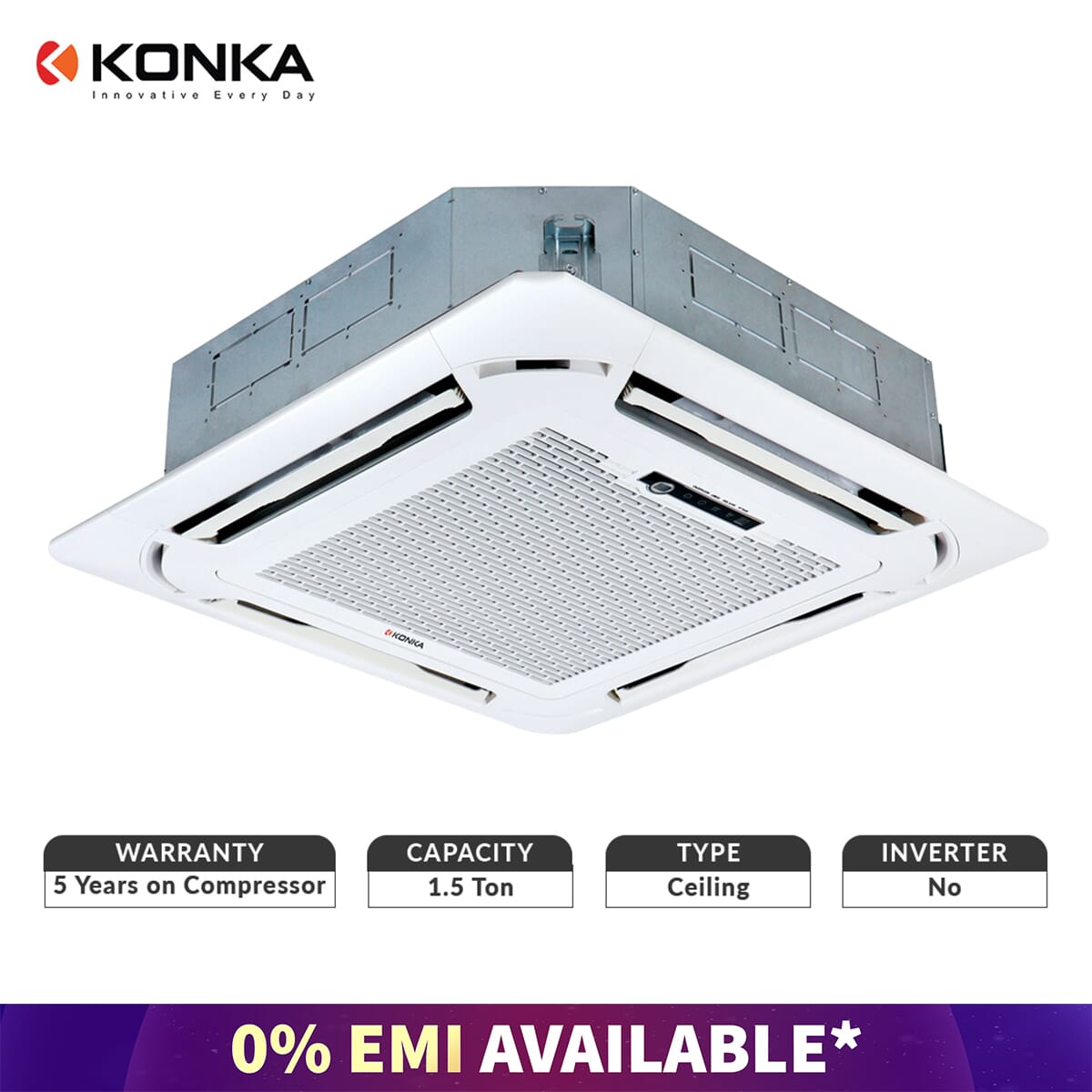 KONKA Air Conditioner 1.5 Ton Cassette Ceiling Mounted AC - KCOU- 18HR1 ...
