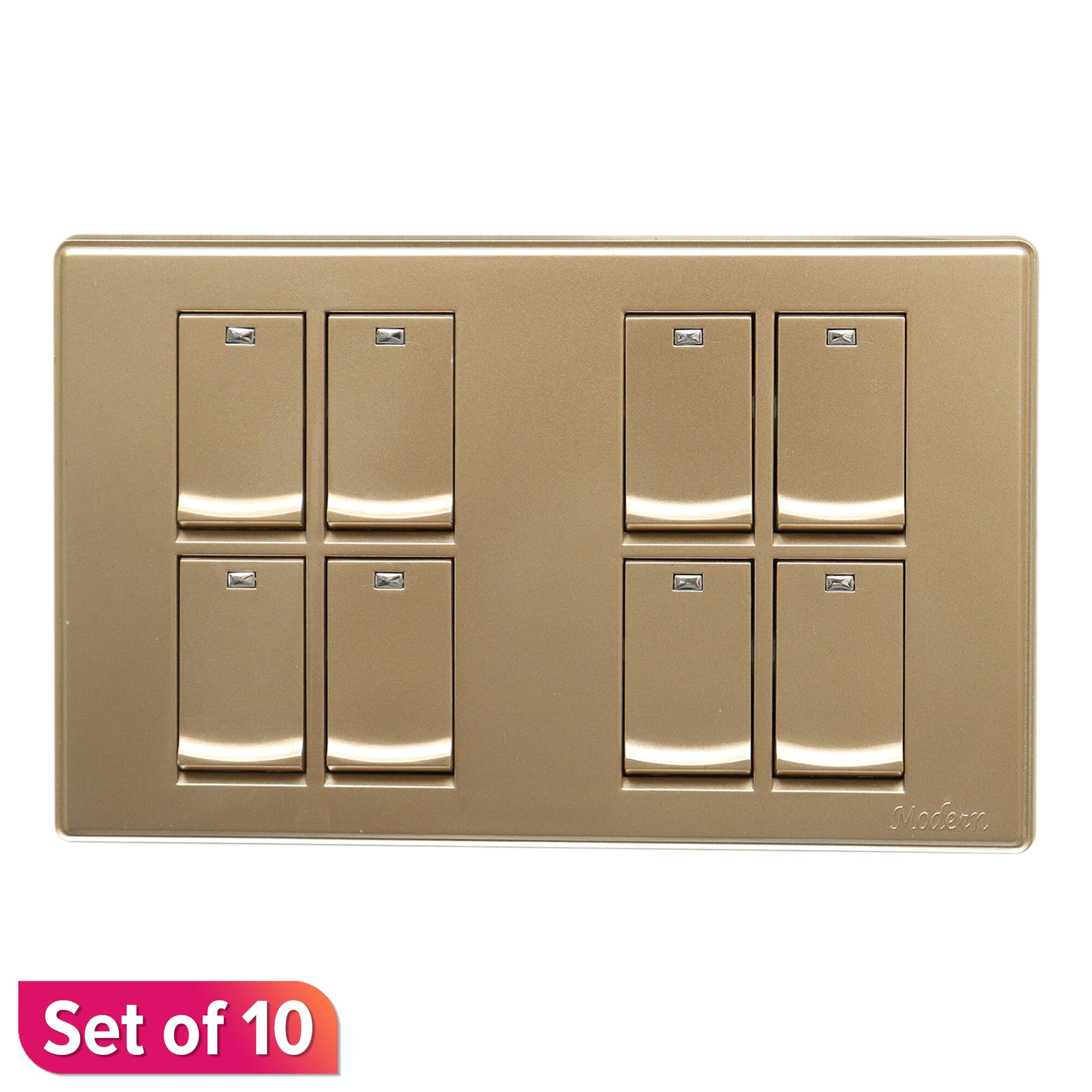 Golden Modern 8 Gang Switch Set of 10 | Daraz.com.np